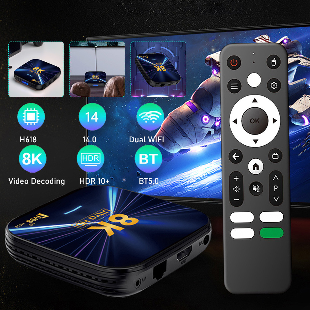 Jual Android 14 Smart TV Box 8K HD Media Player 2.4G/5G Dual WiFi Set ...