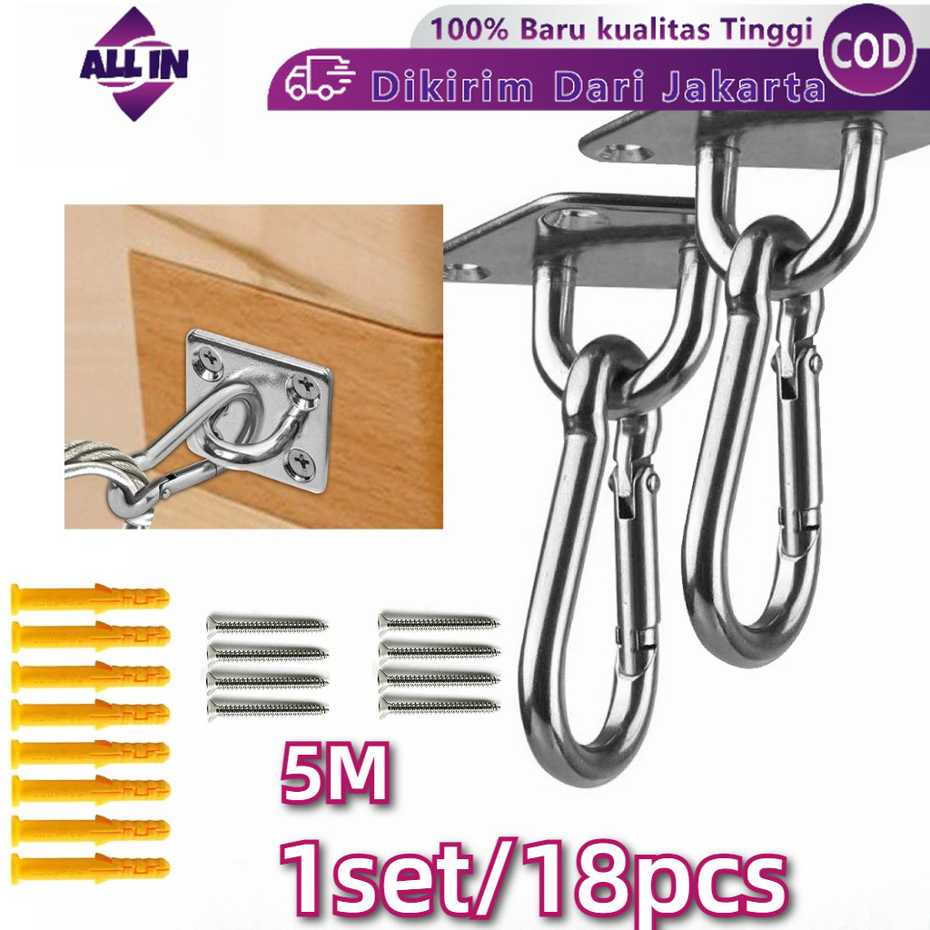 Jual 1Set Gantungan Hammock Kait Dinding Bahan Stainless Steel Tebal ...