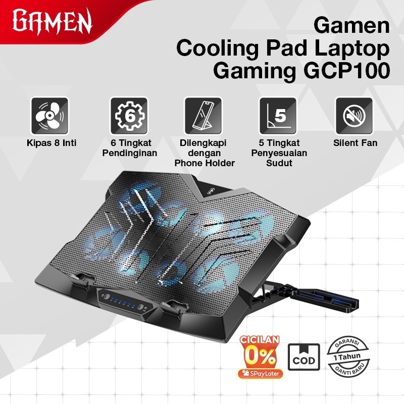 Jual GAMEN Gaming Laptop Cooling Stand GCP100 8 Core Fans 3000RPM 6 ...