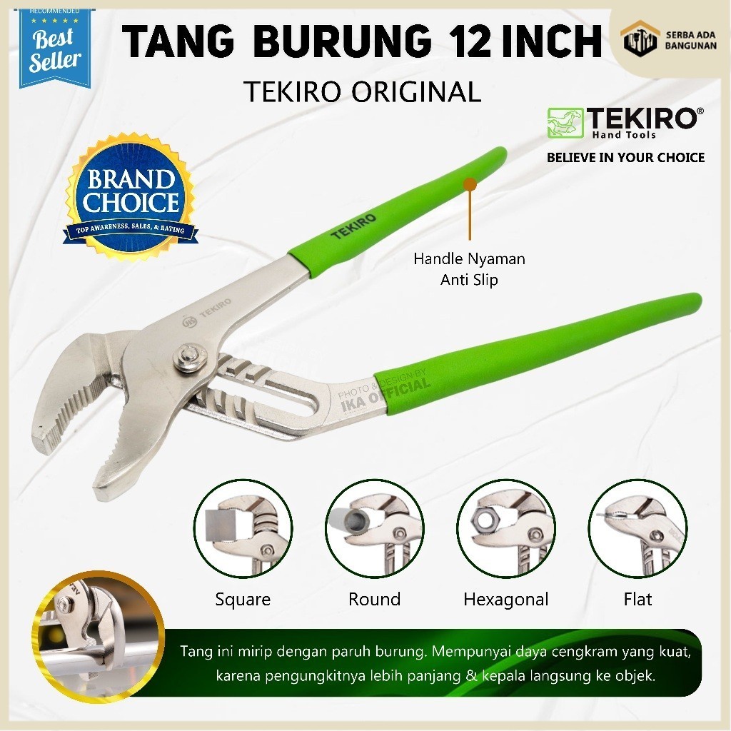 Jual SAB TEKIRO TANG BURUNG 12 INCH (A6) / WATER PUMP PLIERS 12 INCH ...