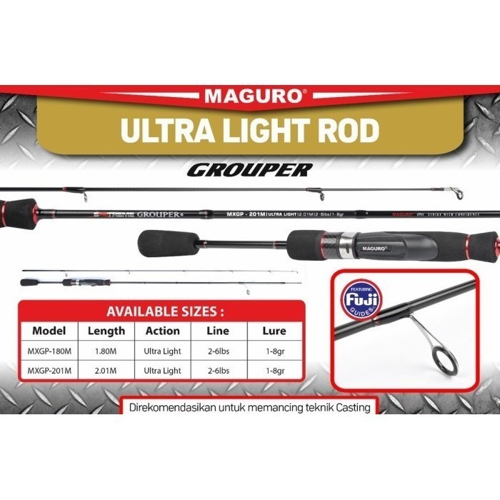 Jual Joran Maguro Extreme Grouper mahseer ukuran 180cm 201cm joran UL ultralight | Shopee Indonesia