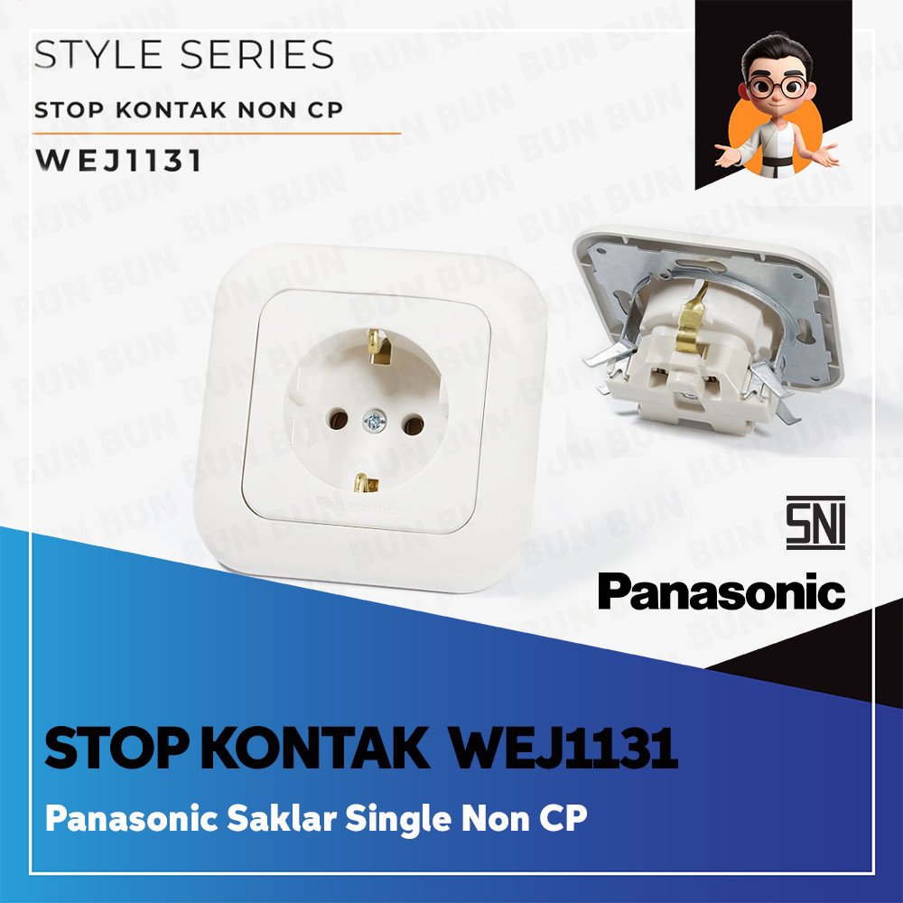 Jual Panasonic Stop Kontak NON CP Wide Series WEJ 1131W Warna Putih | Shopee Indonesia