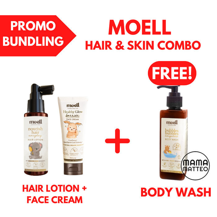 Jual MOELL BUNDLE Hair Lotion 100ml + Face Cream 40ml FREE Body Wash ...