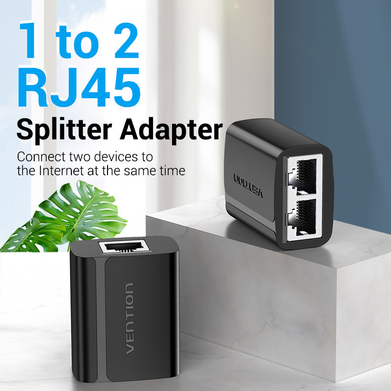 Jual VENTION Barrel Splitter Adapter 1 in 2 Out RJ45 Black - IPT ...