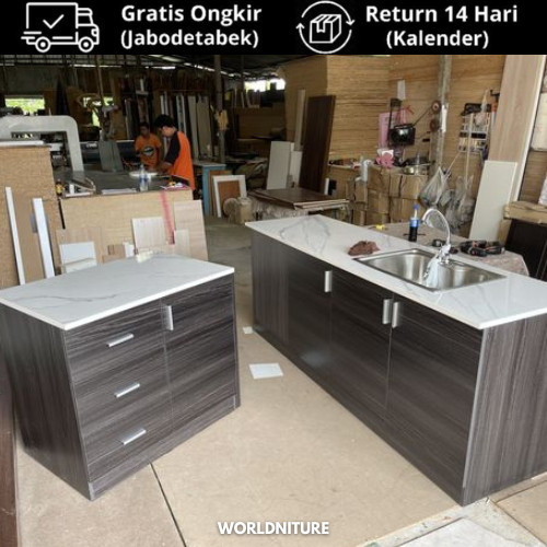 Jual Hirka Kitchen Set Minimalis Modern Top Table HPL Ukuran 160 Cm Dan ...