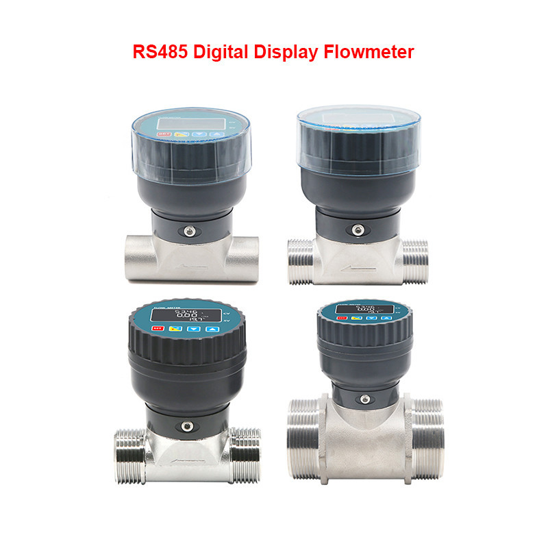 Jual RS485 Electronic Digital Display Flowmeter Stainless Steel Male/Female Thread Smart LCD ...