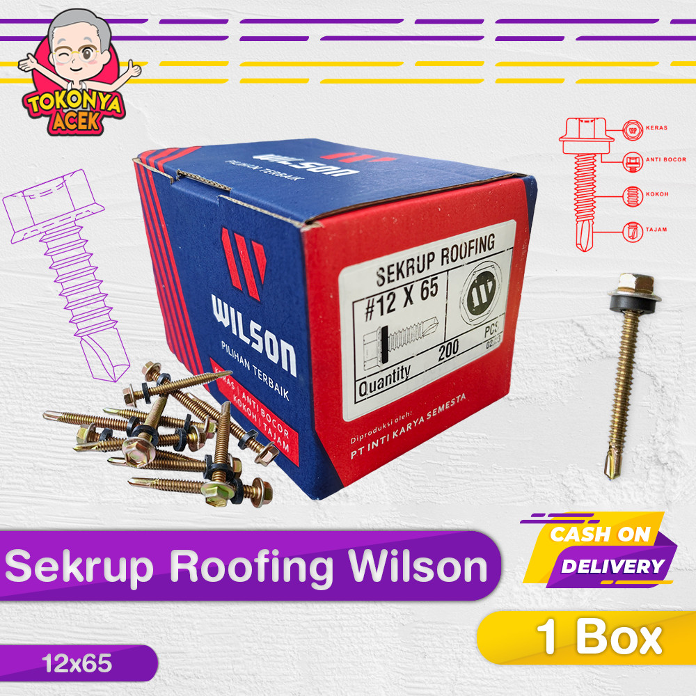Jual Wilson Sekrup Roofing 1 Box 200 Pcs - Baut Atap Kuning Karet SDS ...