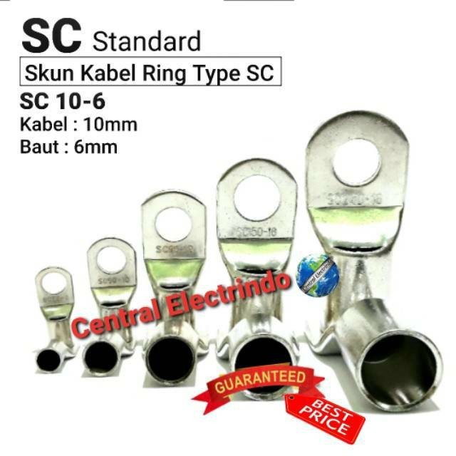 Jual Skun Kabel SC 10-6 Kabel 10mm Baut 6mm/Pak 100pcs Standard Pabrik. | Shopee Indonesia