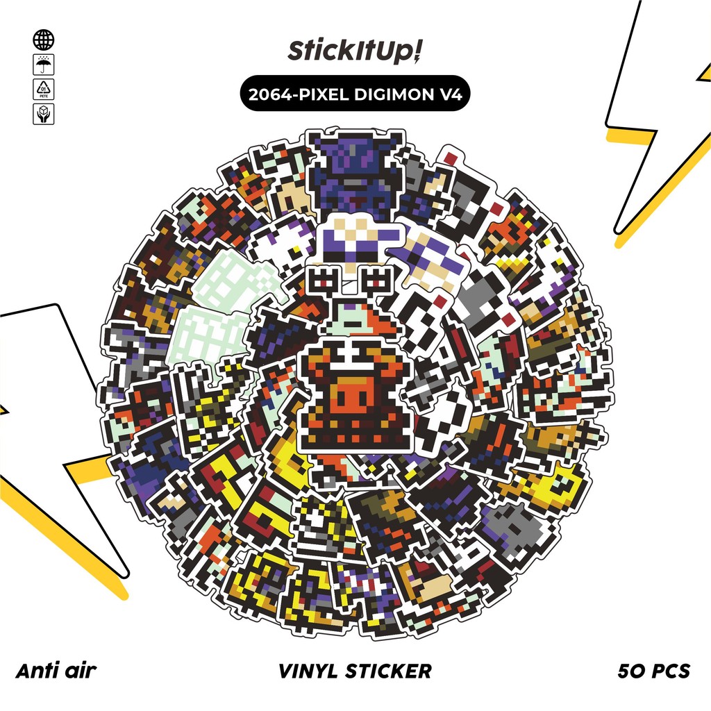 Jual COD 50 Pcs Stiker Pack PIXEL DIGIMON V4 Lucu Aesthetic Vynil ...