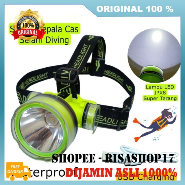 Jual Senter Selam Diving Headlight Senter Air Menyelam Senter Kepala ...