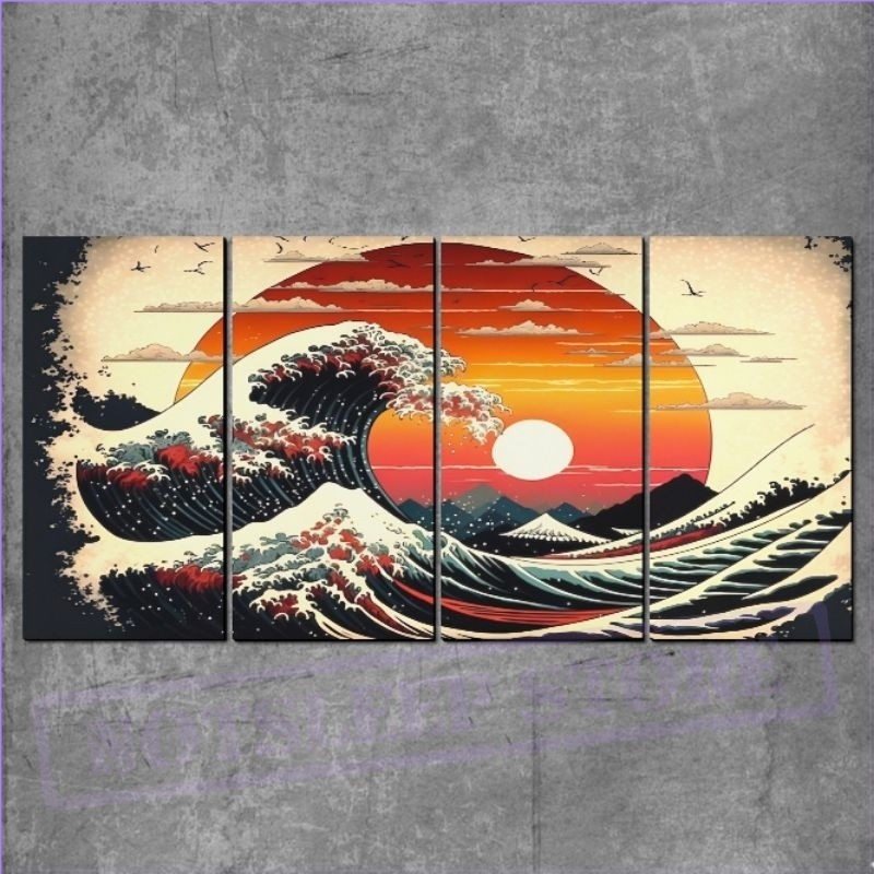 Jual Custom Posters besar 1 set 4 80x40cm Frame Kayu MDF - Hiasan ...