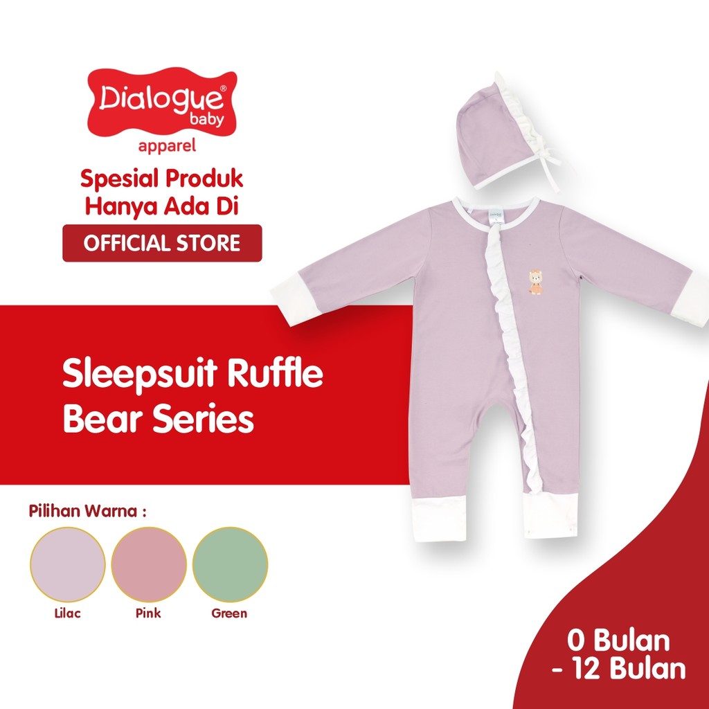 Jual Dialogue Baby Sleepsuit Ruffle Bear Series | Shopee Indonesia