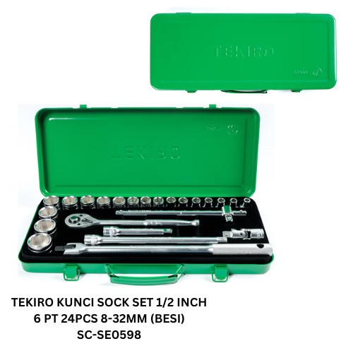 Jual TEKIRO KUNCI SOCK SET 1/2 INCH 6 PT 24PCS 8-32MM (BESI) SC-SE0598 | Shopee Indonesia