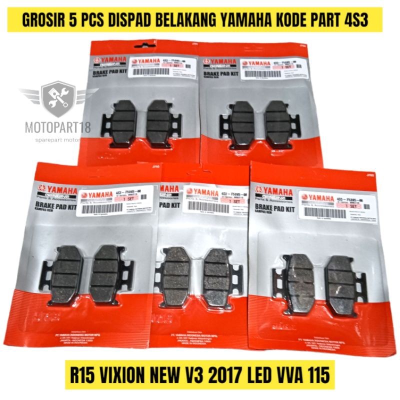 Jual GROSIR (5PCS ) KAMPAS REM BELAKANG DISPAD BELAKANG YAMAHA R15 VIXION NEW V3 2017 LED VVA ...