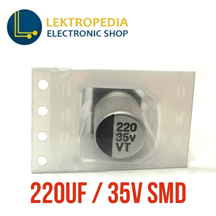 Jual Elco 220uf 35v SMD 8x10.5mm Kapasitor 220 uf mikro 35 v volt 35volt Elko Capasitor | Shopee ...