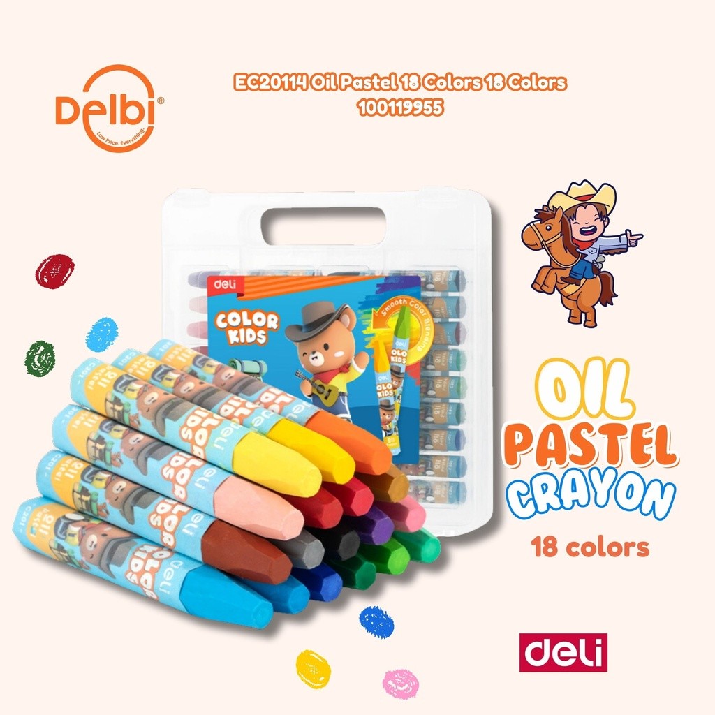 Jual Deli Oil Pastel Crayon 18 Warna cerah sempurna tidak beracun ...