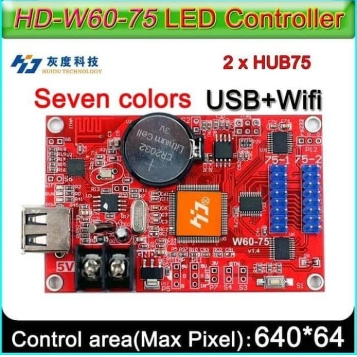 Jual HUIDU HD-W60-75 HUB75 HD W60-75 WIFI + USB FULL COLOR CONTROLLER ...