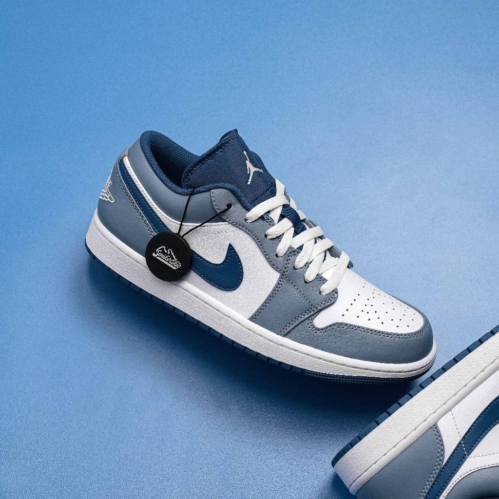 Jual 【100% Authentic】 Air Jordan 1 Low Slate Blue Navy Men | Shopee ...