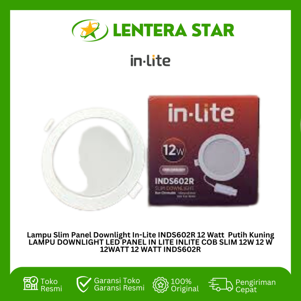 Jual Lampu Slim Panel Downlight In-Lite INDS602R 12 Watt Putih Kuning ...