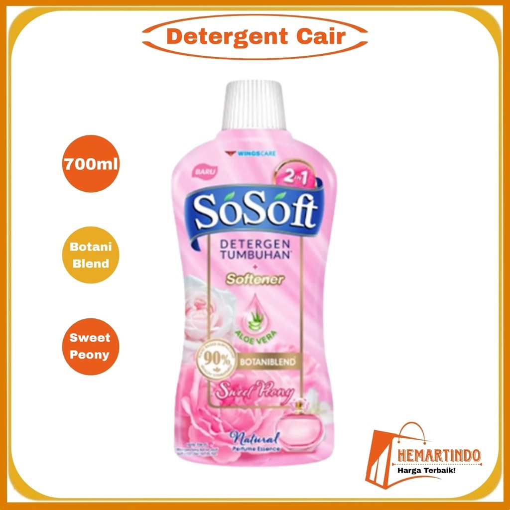 Jual Sosoft Deterjen Cair Sweet Peony Natural Perfume Botol 700 ml ...