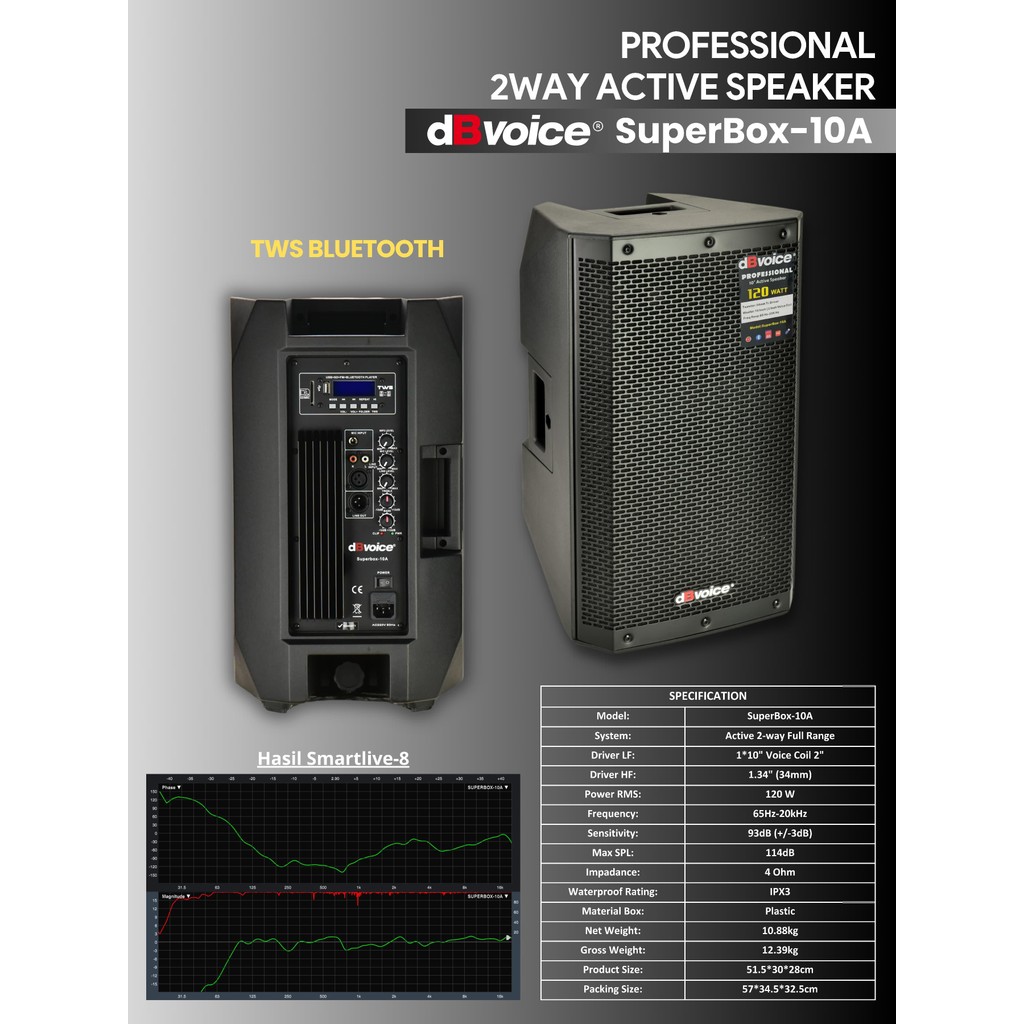 Jual DBVoice SuperBox 10A Active Speaker 2way 10inch original | Shopee ...