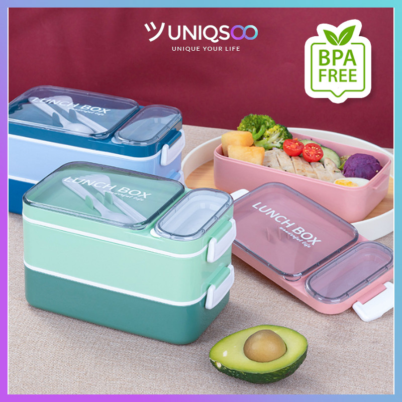 Jual UNIQSOO Lunch Box BPA FREE Kotak Bekal Anti Tumpah 2 Tingkat 1600ml / 800ml Kotak makan ...