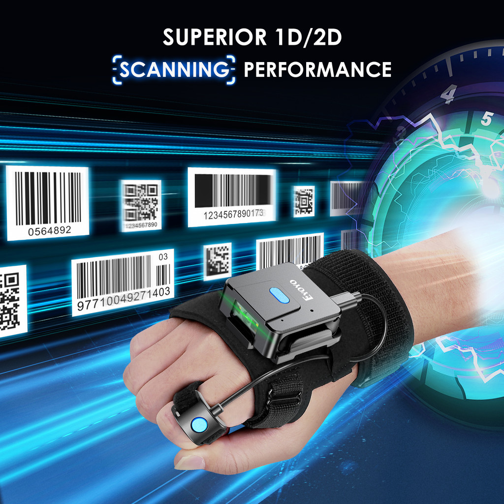 Jual 2D Bluetooth Barcode Scanner Wearable Glove Scanner Left&Right ...