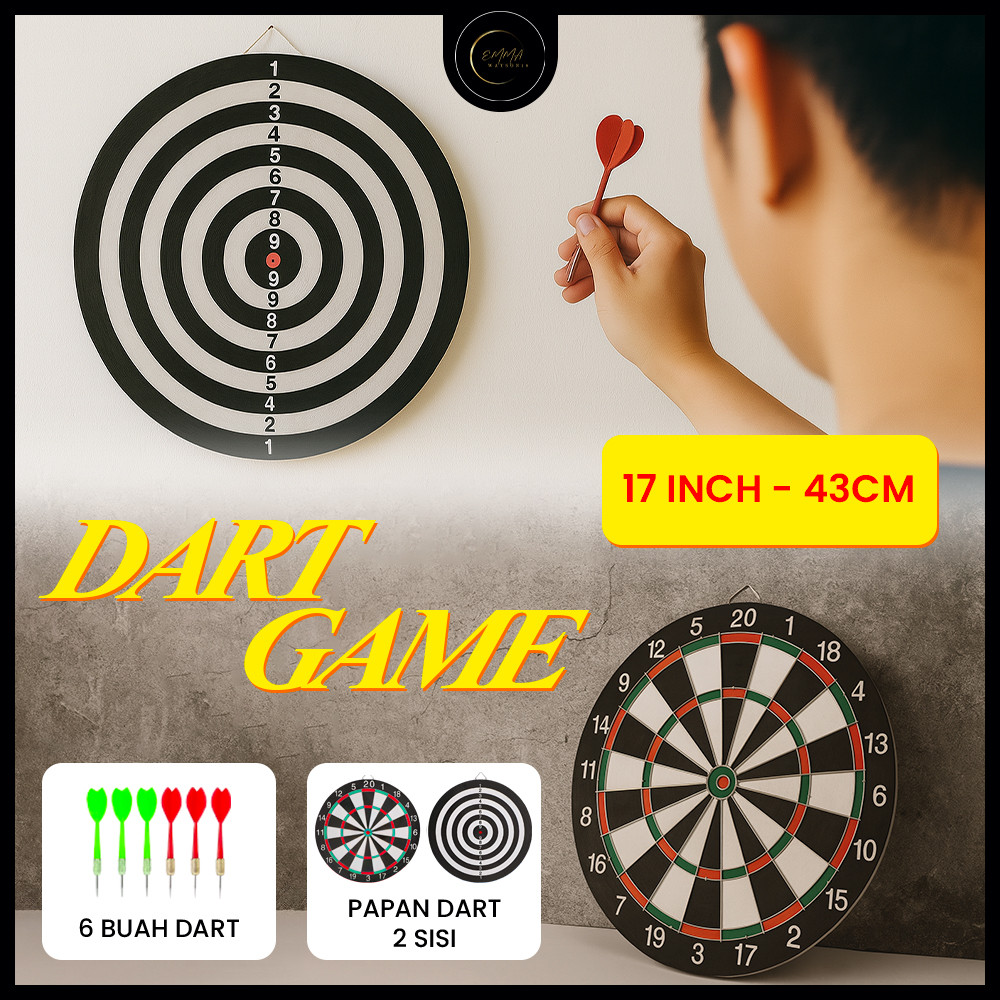 Jual EM Dart Game Papan Dart Board Besar 17 inch 43cm | Shopee Indonesia