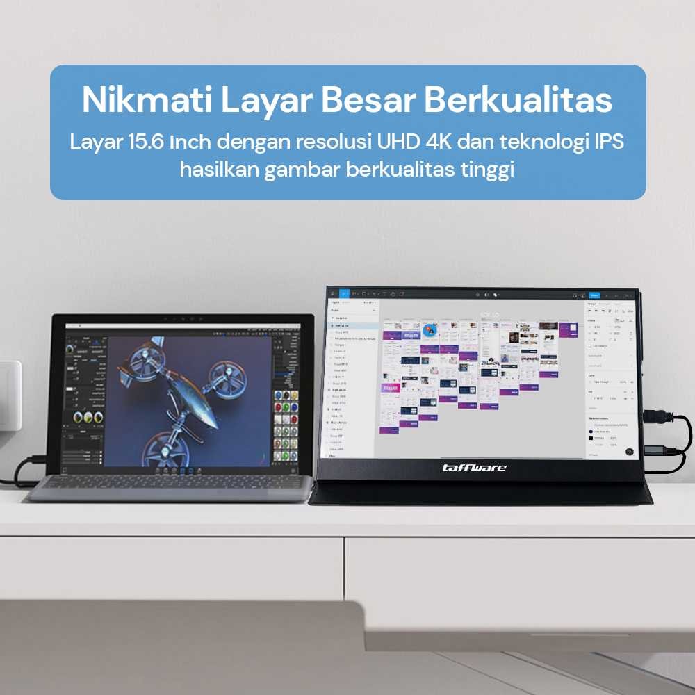 Jual A H - Taffware Portable Monitor 15.6 Inch IPS UHD 4K 60Hz Type C ...