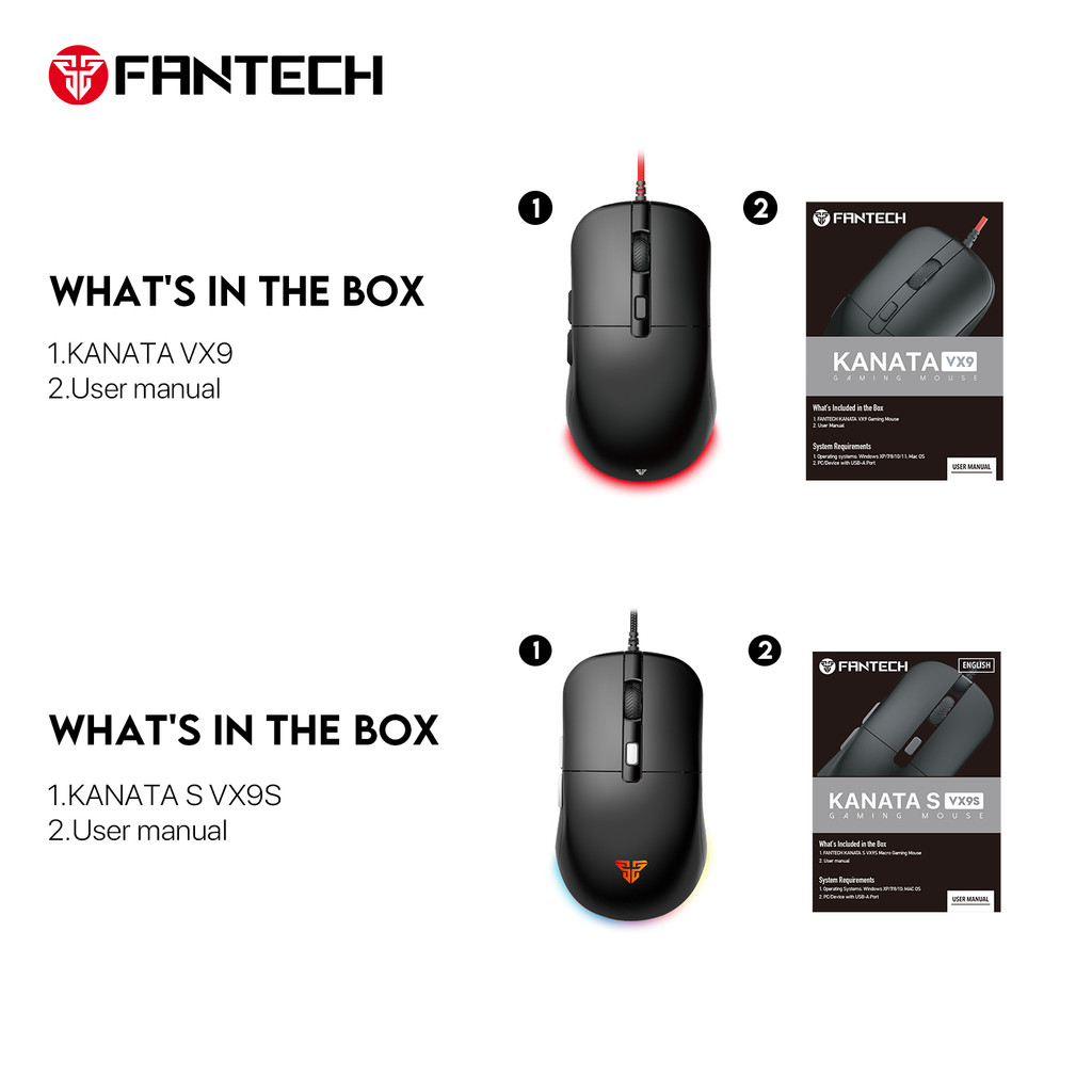 Jual Fantech Kanata VX9 VX9S Mouse Gaming Wireless RGB Macro 3600dpi 7200dpi - Wonderland Malang ...