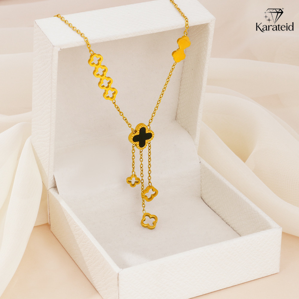 Jual Kalung Titanium Rumbai Clover Titanium Wanita Liontin Temperamen ...