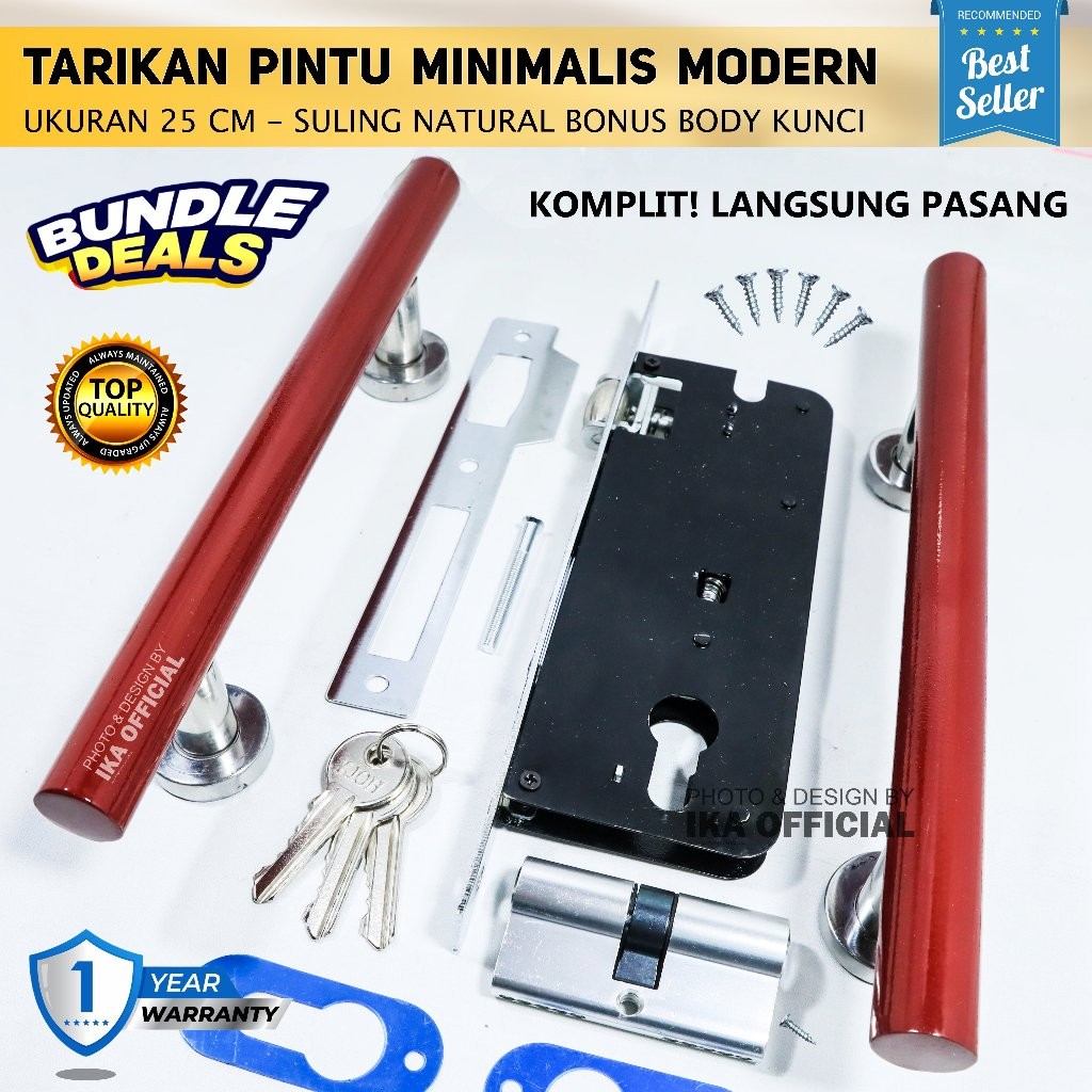 Jual Paket Handle pintu rumah 25 cm body kunci pelor murah minimalis ...