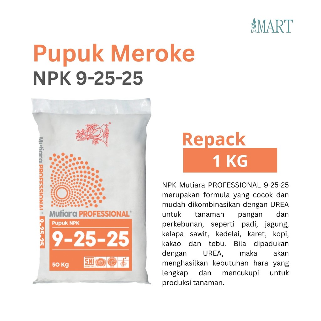 Jual Pupuk MEROKE PROFESSIONAL NPK 9-25-25 Kemasan Repack 1KG | Shopee ...