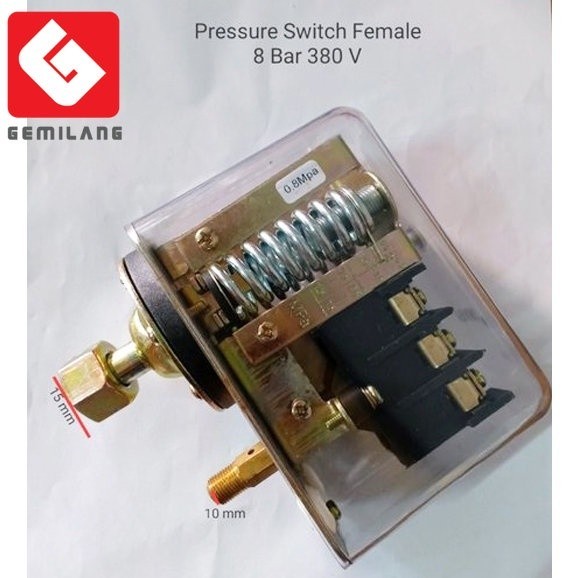 Jual PRESSURE SWITCH OTOMATIS KOMPRESOR ANGIN 8 BAR 3 PHASE 380 V ...