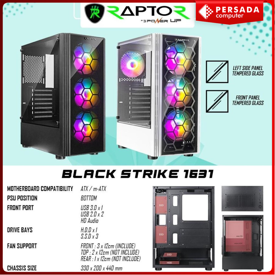 Jual Casing Gaming Raptor 1631 + 3 Fan RGB | Shopee Indonesia