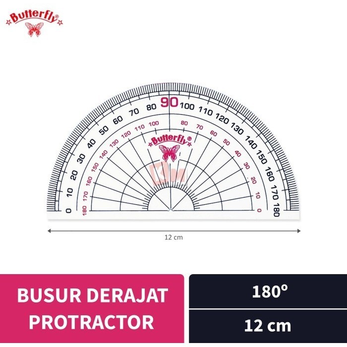 Jual Penggaris Busur Derajat 180 Derajat 12 cm Butterfly | Shopee Indonesia
