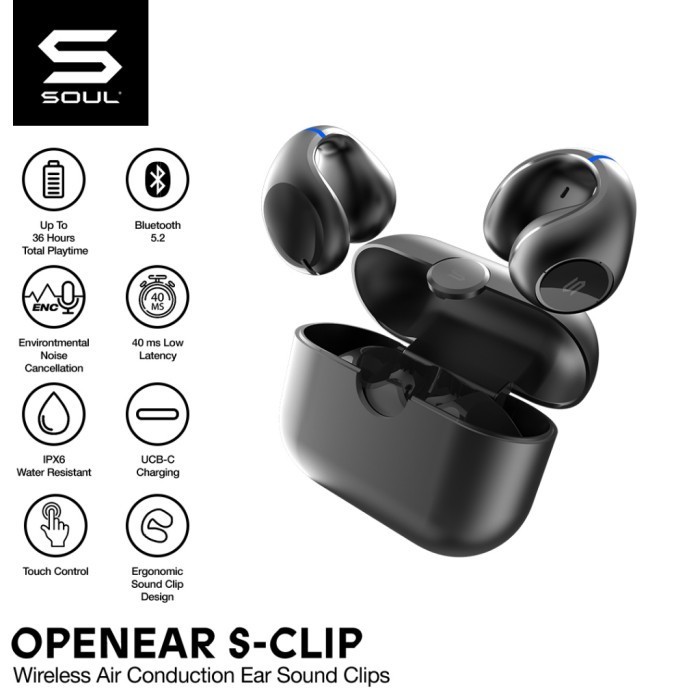 Jual SOUL OPENEAR S-CLIP Wireless Air Conduction Ear Sound Clips TWS ...