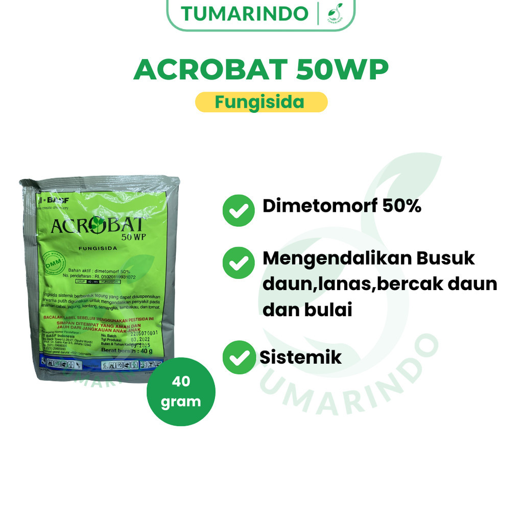 Jual Acrobat 50WP 40 Gram Dimetomorf Per Sschet Fungisida Mengendalikan Busuk Daun Lanas Bulai ...