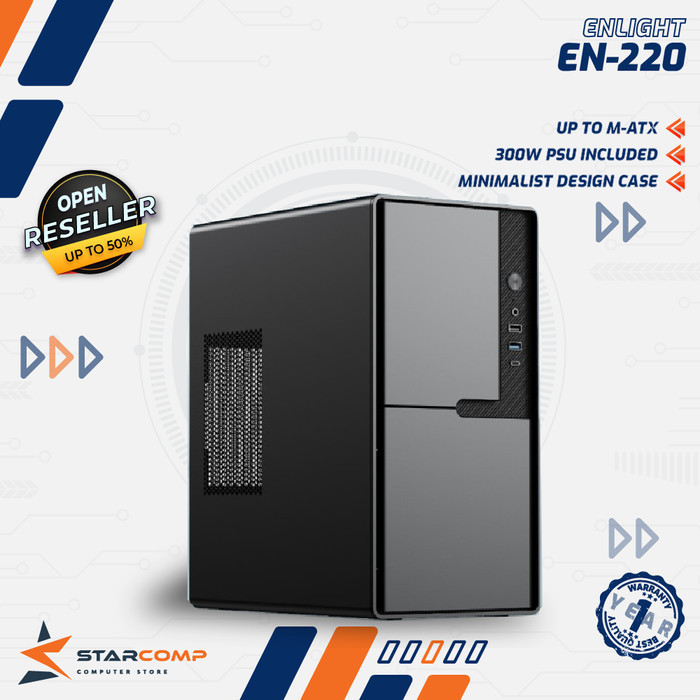 Jual ENLIGHT EN-220 Case M-ATX PSU 300W Mid Slim USB3.0 Casing EN220 ...