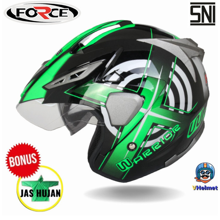 Jual Helm Motor Half Face Model WX Double Visor FORCE Original SNI ...