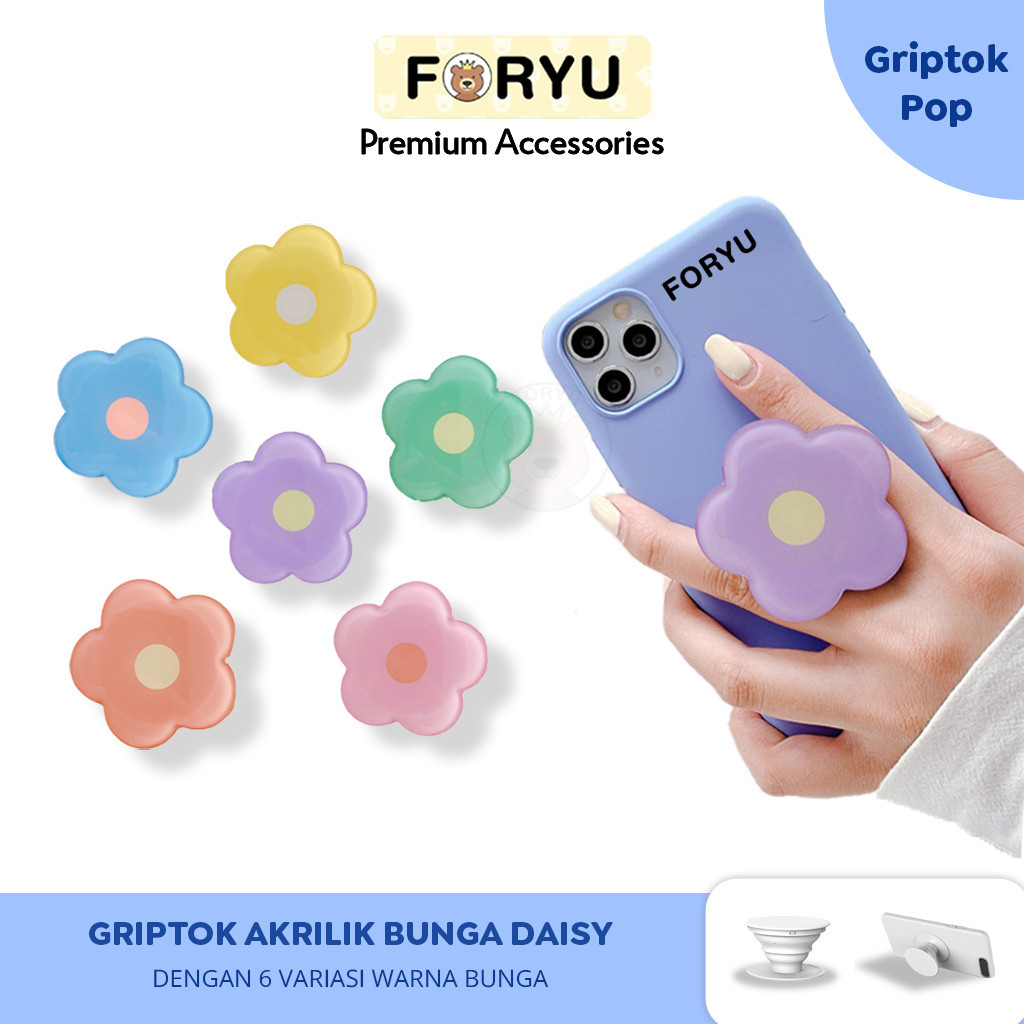 Jual Foryu Griptok Akrilik Bunga Daisy Resin Aesthetic Phone Holder Akrilik Phone Stand ...