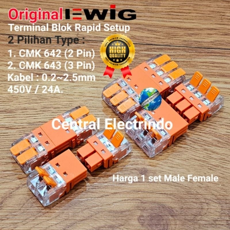 Jual Terminal Block Rapid Setup EWIG Model Jepit CMK642 (2Pin)/CMK643 ...