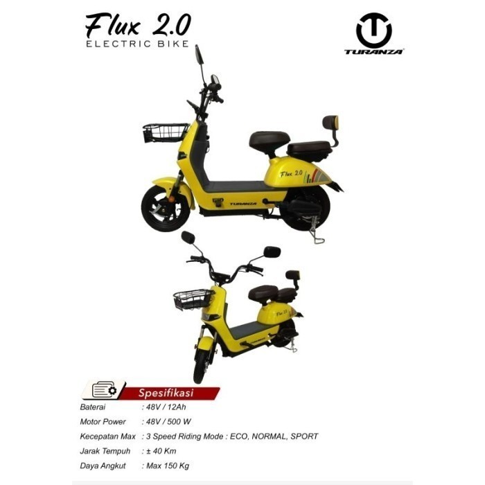 Jual Sepeda Listrik TURANZA FLUX 2.0 New 500 Watt Garansi Resmi ...