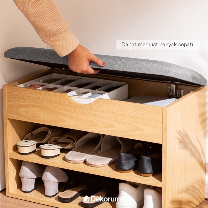 Jual Dekoruma YISU Rak Sepatu Kayu 2 Tingkat / Shoe Cabinet Minimalis ...