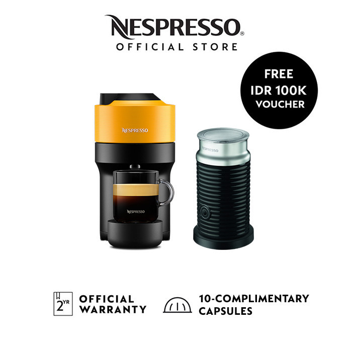 Jual Nespresso Vertuo Pop Coffee Machine, Mango Yellow with Aeroccino 3 ...