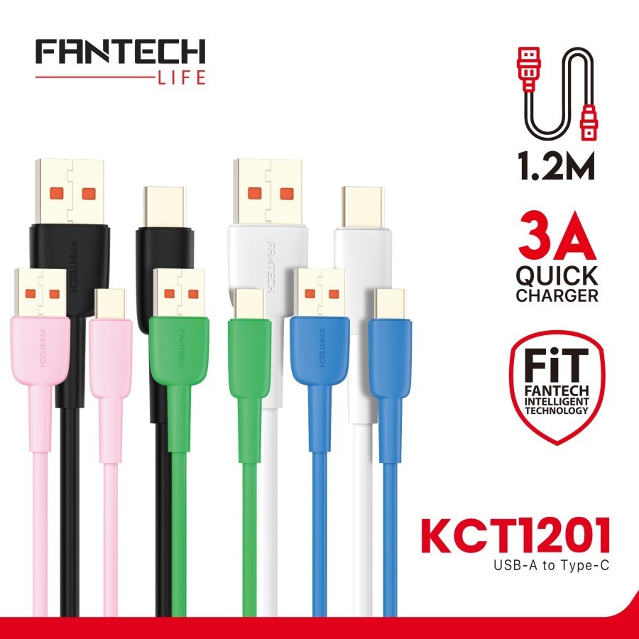 Jual Fantech KCT1201 12W Kabel Data Charger USB Type C (A to C) Cable ...