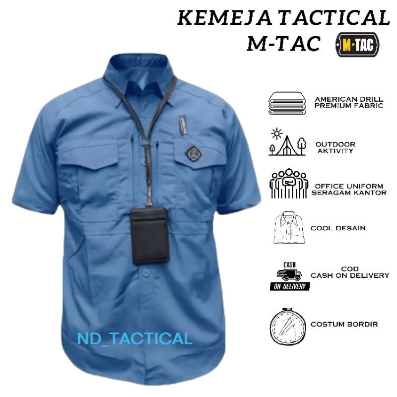 Jual Kemeja Tactical M-TAC Lengan Pendek Biru Muda Seragam Taktikal ...