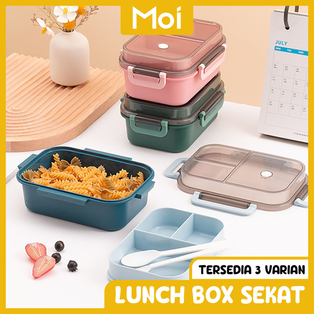 Jual Tempat Makan Set 2 Tingkat 3 Sekat Anti Tumpah I Kotak Bento Tingkat Set BPA FREE / Lunch ...