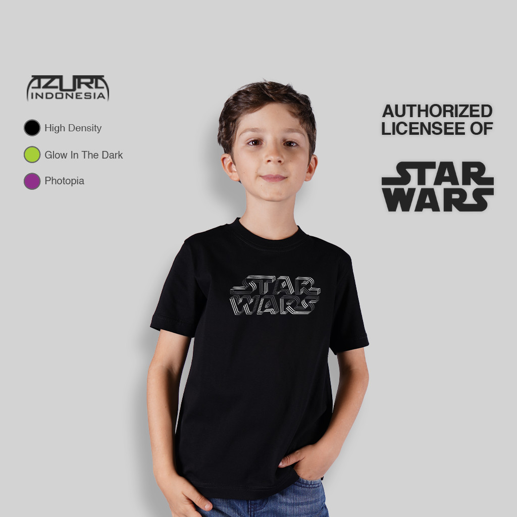 Jual Azura Tshirt Star Wars Original Logo Techno Geometric Black Anak ...