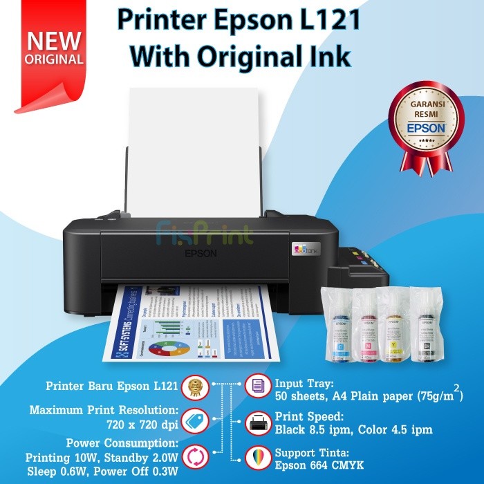 Jual PRINTER EPSON L121 L-121 L 121 PRINT ONLY A4 PENGGANTI L120 L-120 ...